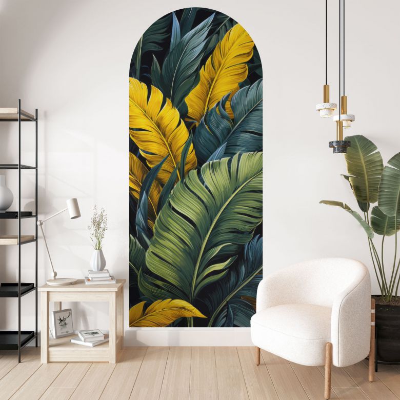 Wallsticker buet vægpanel Farverige palmeblade - Jaszke - smal | wall ...