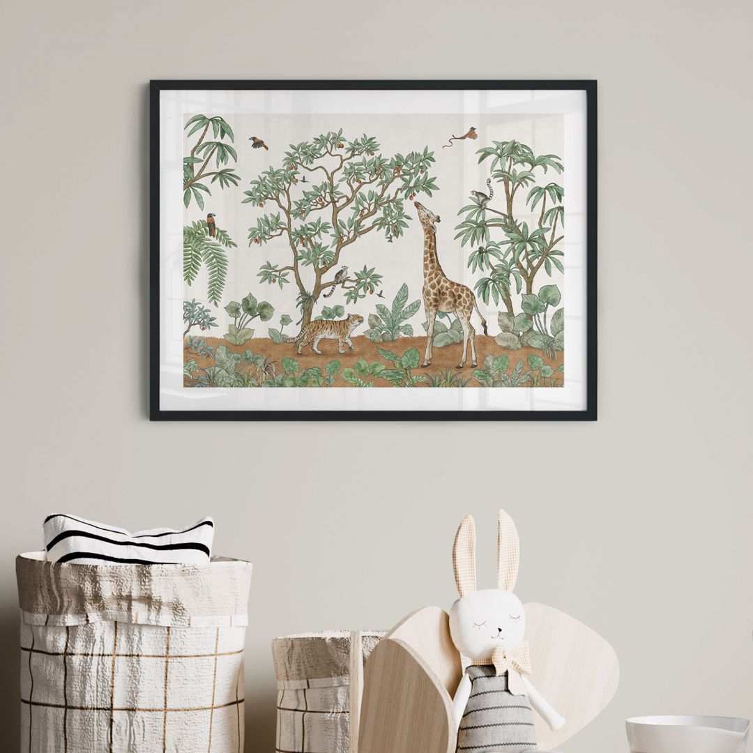 Poster Wimmelbild Dschungeltiere - Kikki Belle | wall-art.de