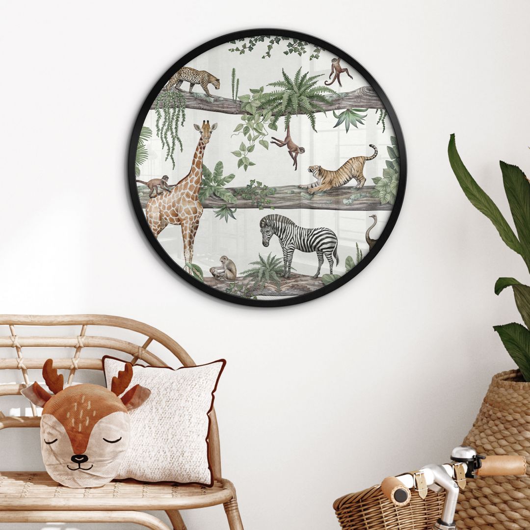 Poster Afrikanische Tiere im Dschungel - Kikki Belle - Rund | wall-art.de