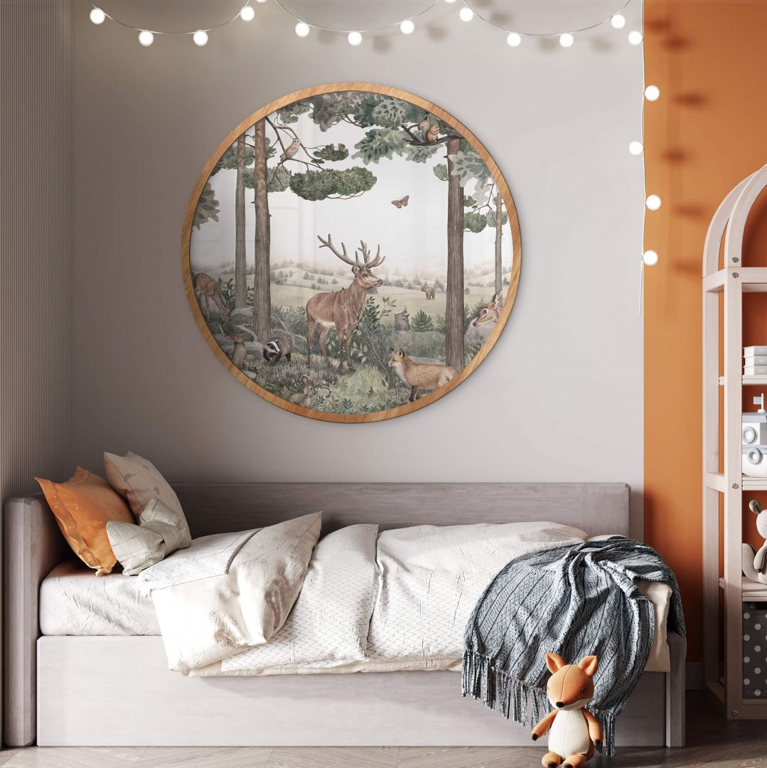 Poster Kikki Belle - Heimische Tiere im Wald - Rund | wall-art.de